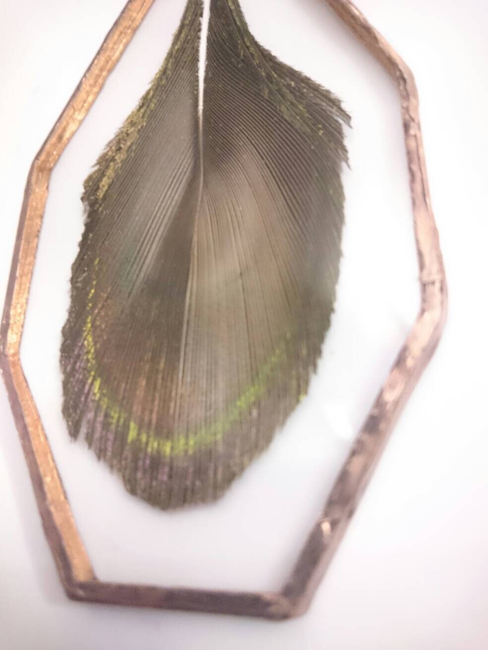 Peacock Pressed Feather Stained Glass Frame Wall Decor Home - Etsy