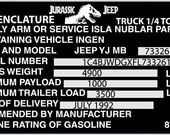 Jeep Wrangler Vin Plate - Etsy