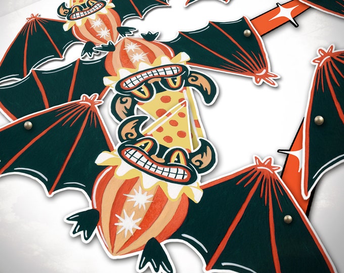 Halloween Bats Garland Cricut PNG Print and Cut Paper Retro Jointed ...