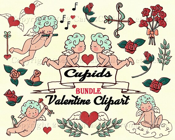 Cupid Clipart Valentine's Day Clip Art Download PNG JPG - Etsy