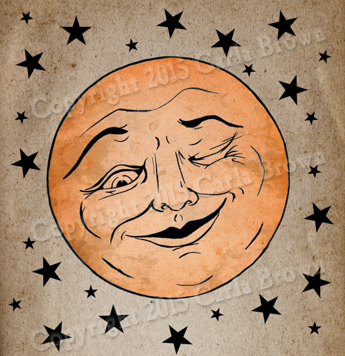 Man in the Moon Clipart Vintage Style Clip Art Winking Children's ...