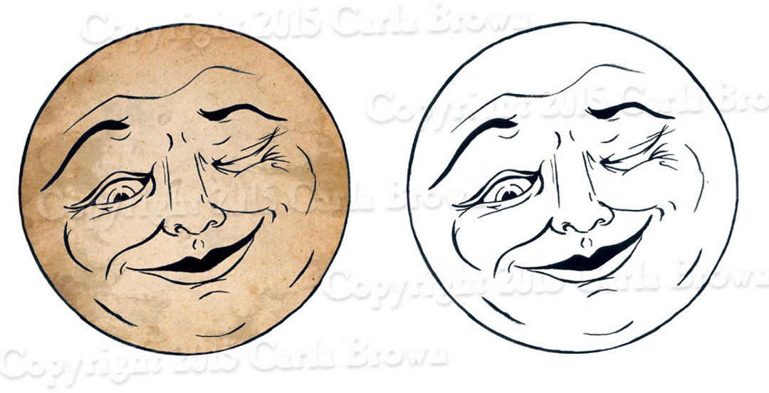 Man in the Moon Clipart Vintage Style Clip Art Winking Children's ...