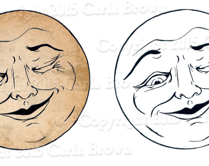 Man in the Moon Clipart Vintage Style Clip Art Winking Children's ...