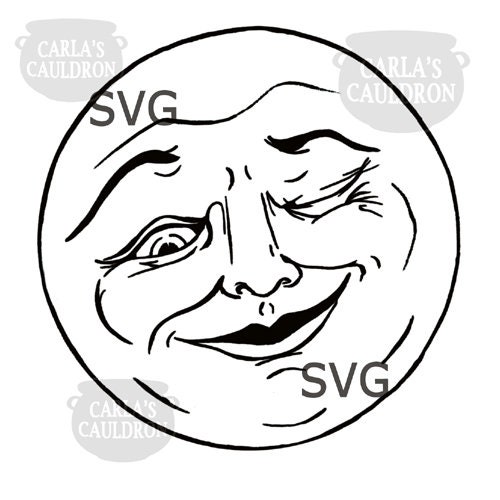 Moon Face SVG Man in the Moon Download Cricut Cutter File - Etsy