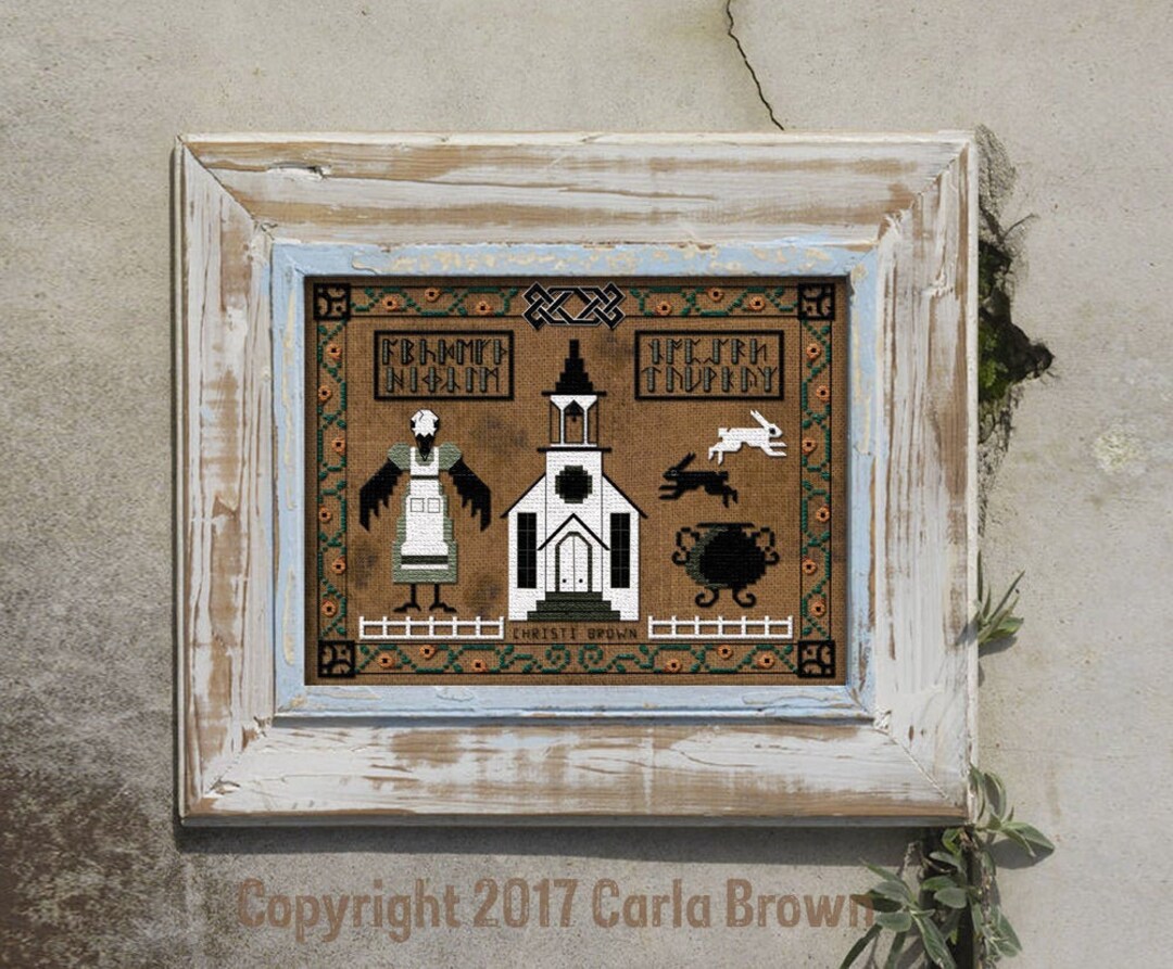 Pagan Cross Stitch Pattern Salem Witch Wiccan Wicca Primitive Church ...