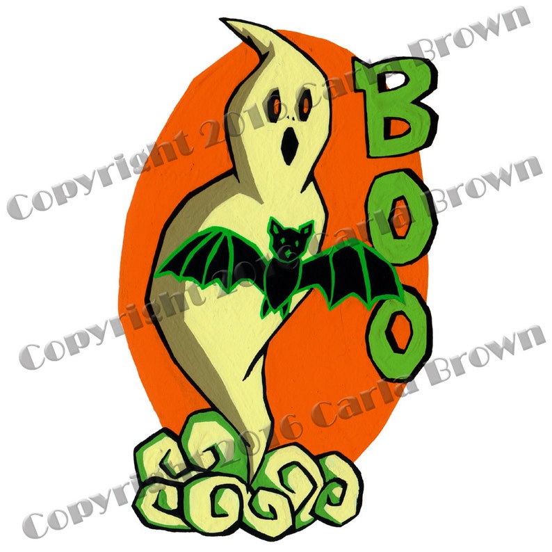 Halloween ghost clip art rétro vintage style clipart cartoon ...