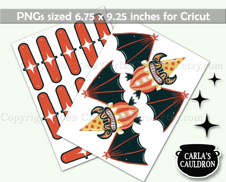 Halloween Bats Garland Cricut PNG Print and Cut Paper Retro Jointed ...