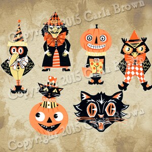 Retro Halloween Download Clipart Black Cat Face Vintage Style Clip Art ...