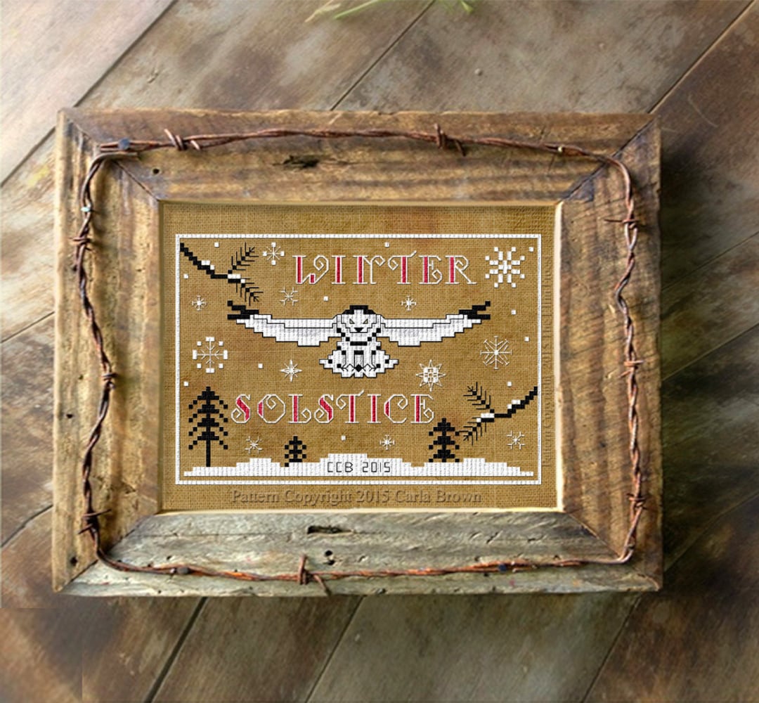 Winter Solstice Owl Cross Stitch Pattern Wiccan Pagan Snowy Barn Owl ...