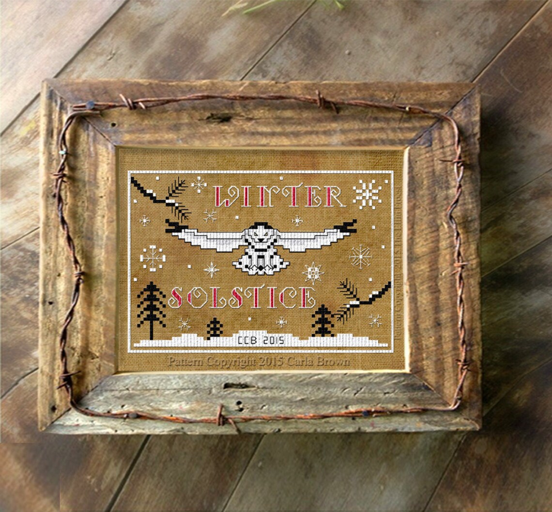 Winter Solstice Owl Cross Stitch Pattern Wiccan Pagan Snowy Barn Owl ...
