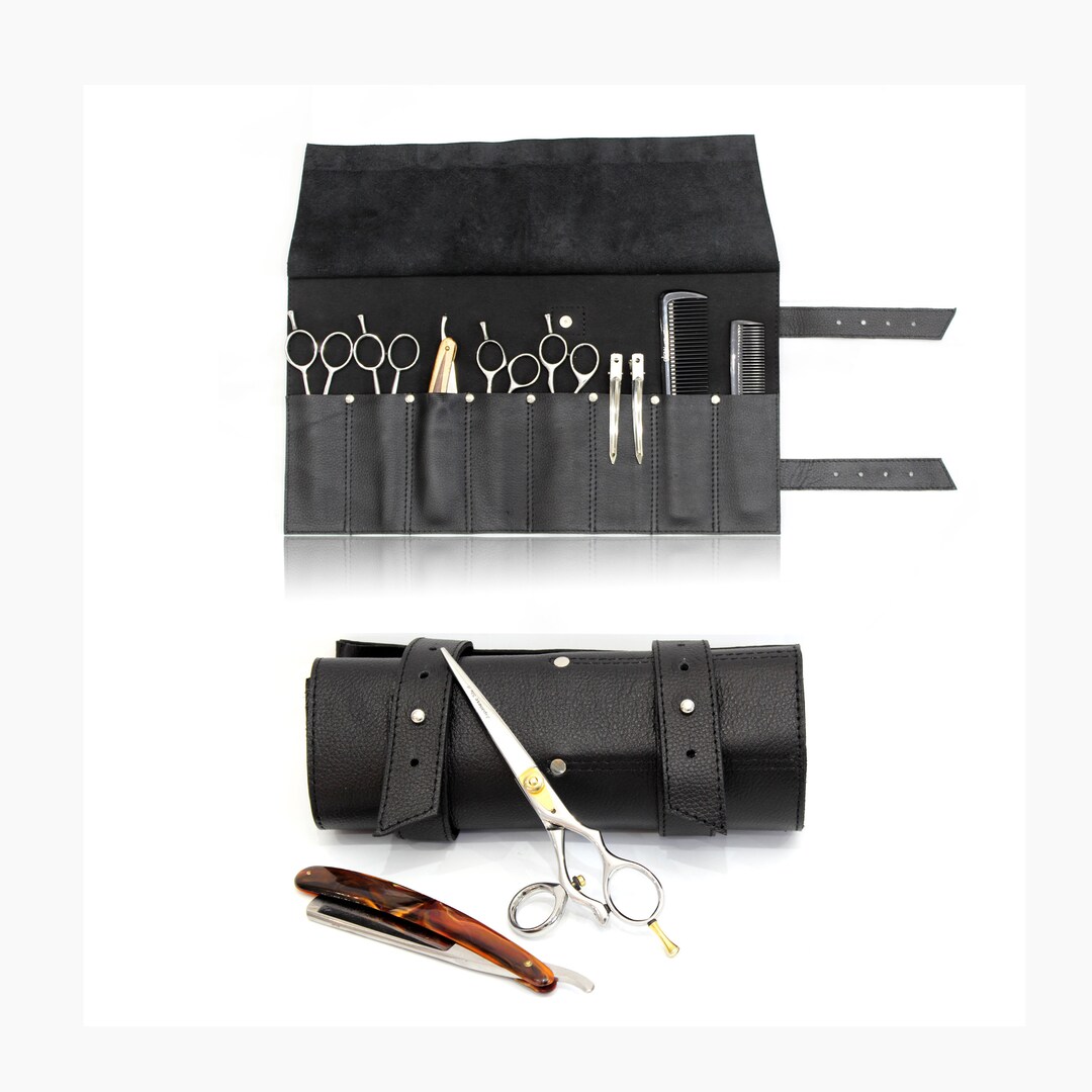 Leather Hairdressing Scissors Case Shears Tool Roll for Barbers ...