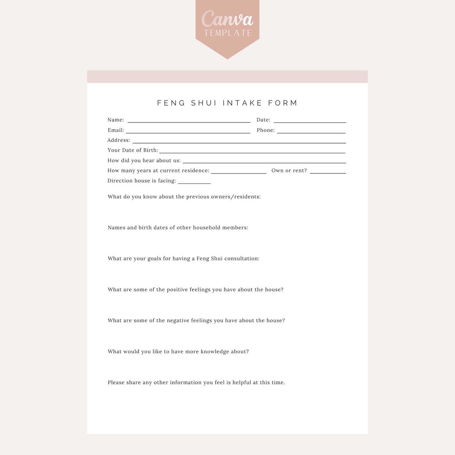 Feng Shui 2 Form Fillable Pdf - Printable Forms Free Online