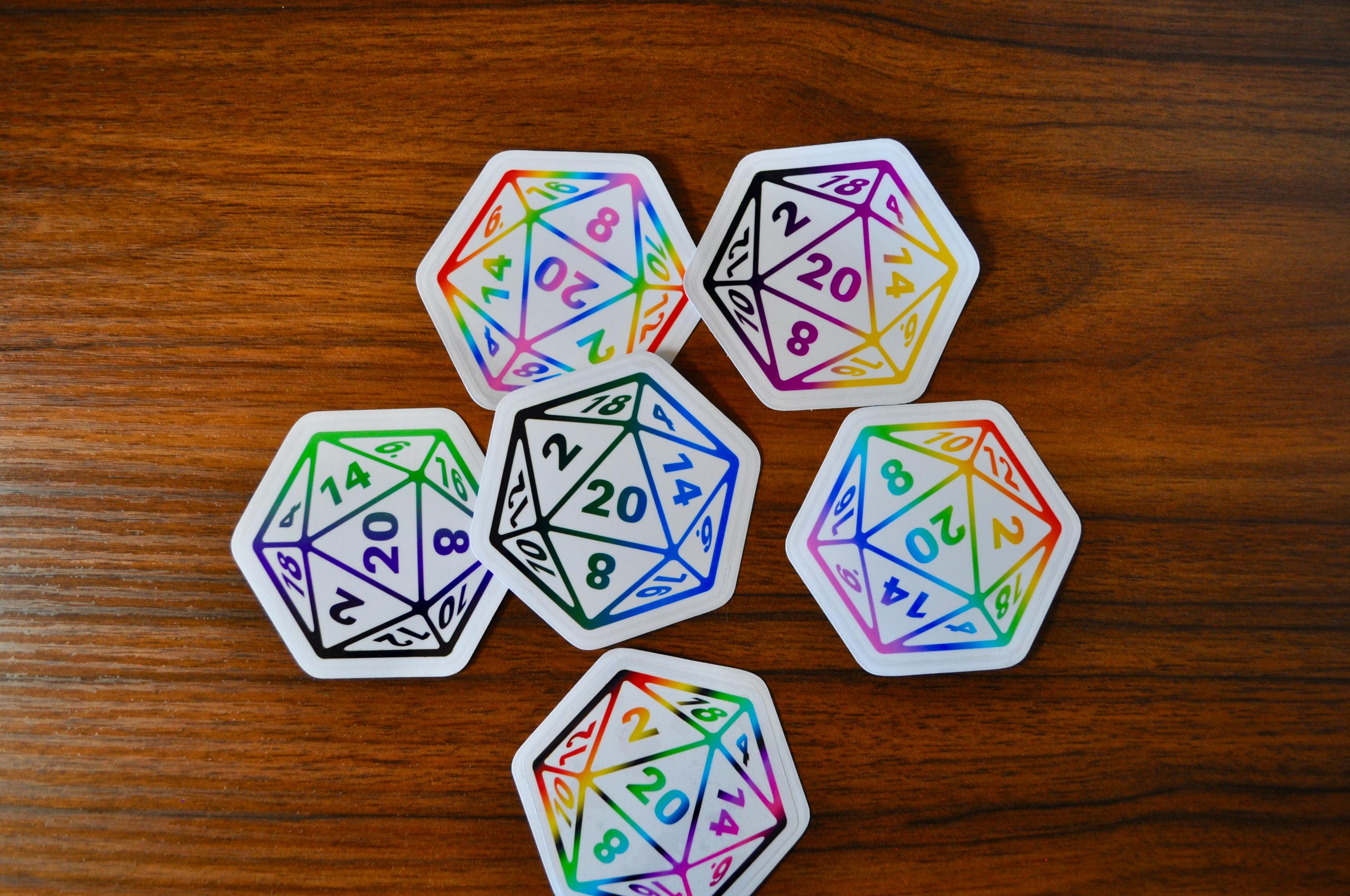 Colorful D20 Stickers for RPG Player Gift - Etsy
