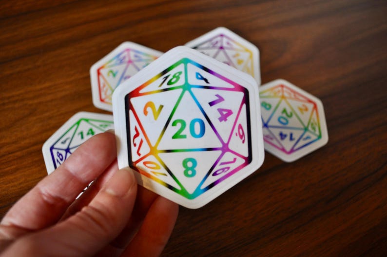 Colorful D20 Stickers for RPG Player Gift - Etsy