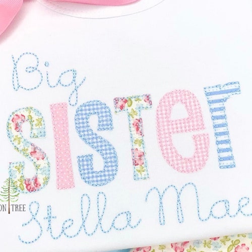 Girls Big Sister Shirt Appliqued Sibling Monogrammed - Etsy