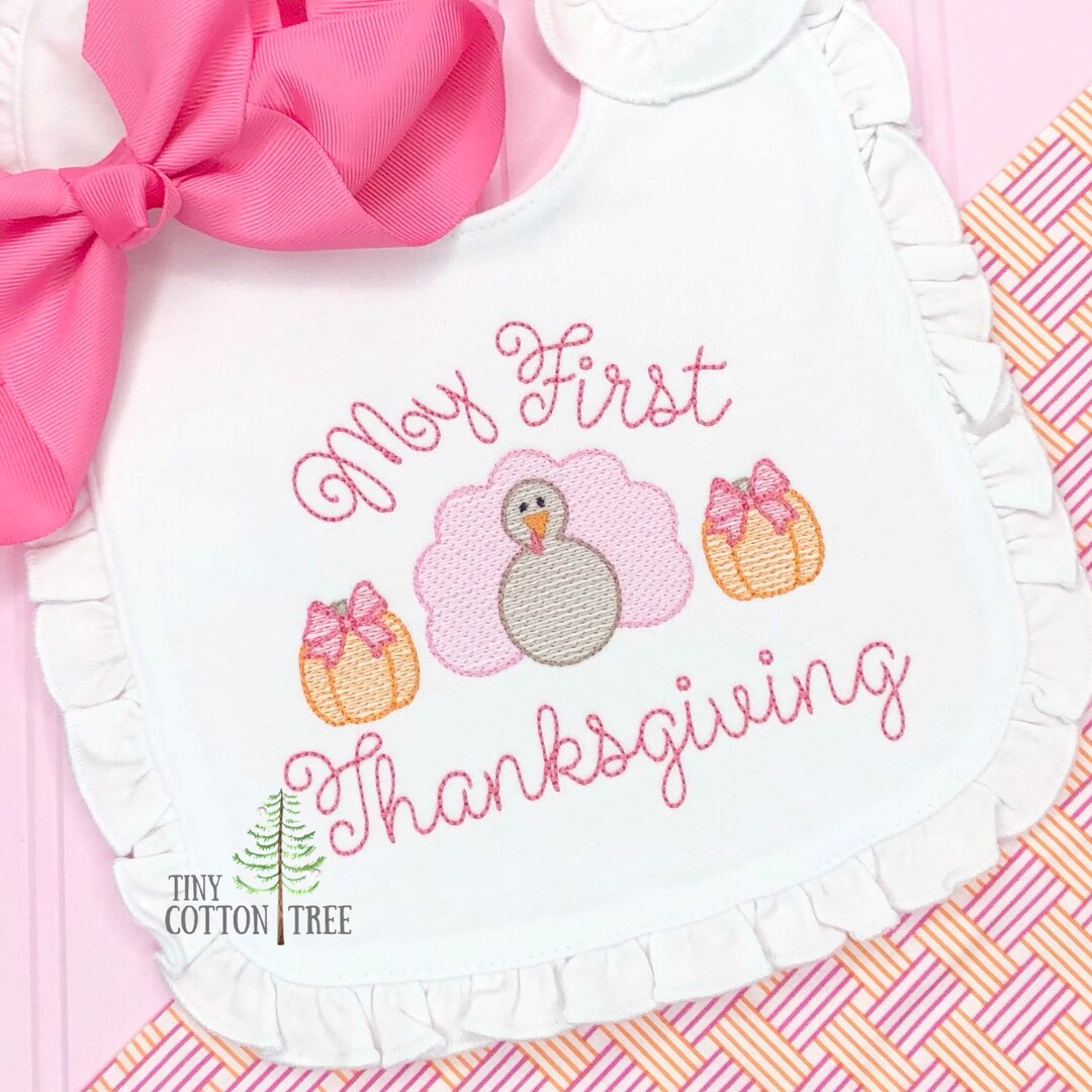 My First Thanksgiving Embroidered Bib & Burp Cloth / - Etsy