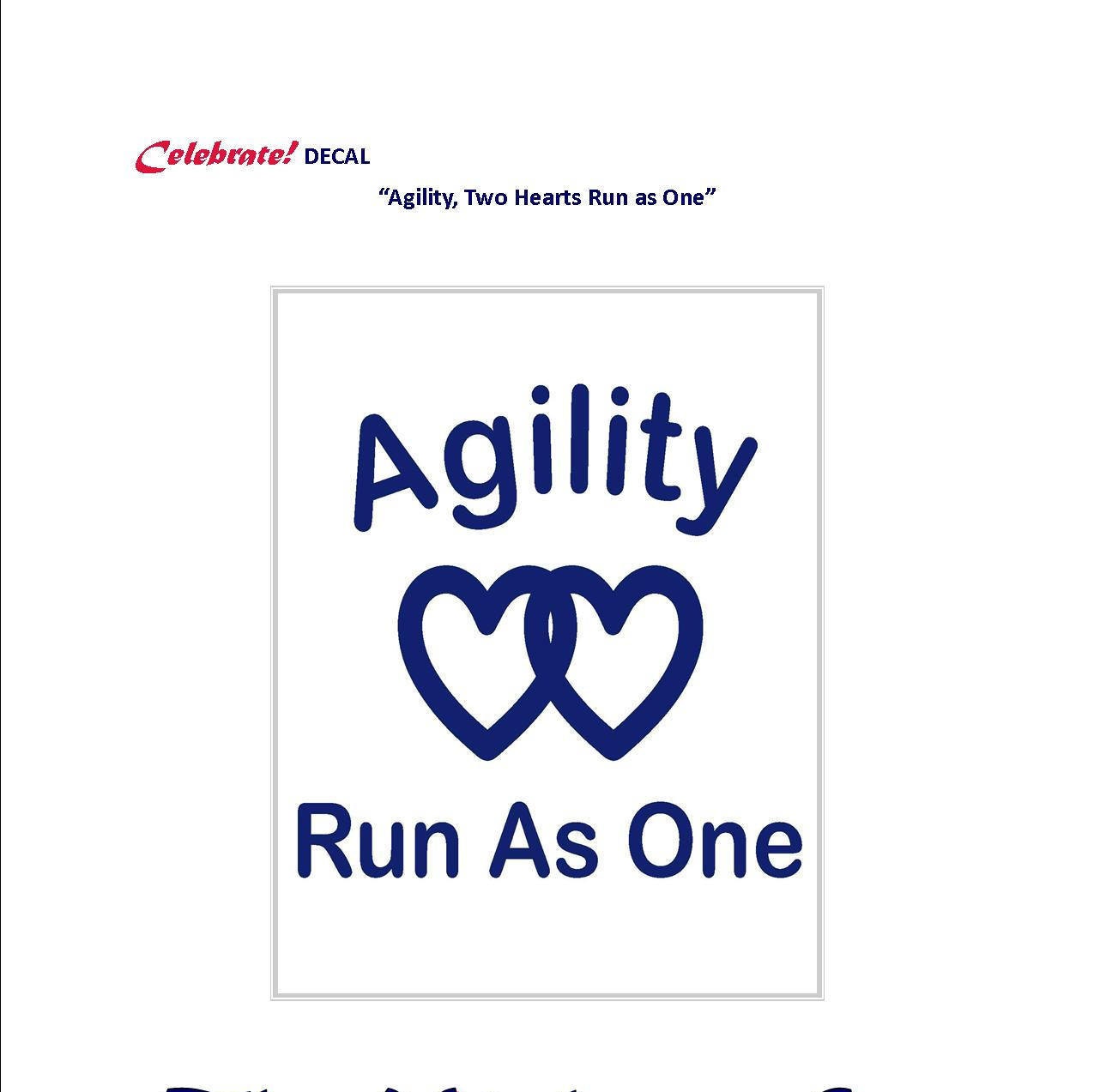 DOG DECAL "agility Two Hearts Run as One" Permanent Adhesive-backed ...