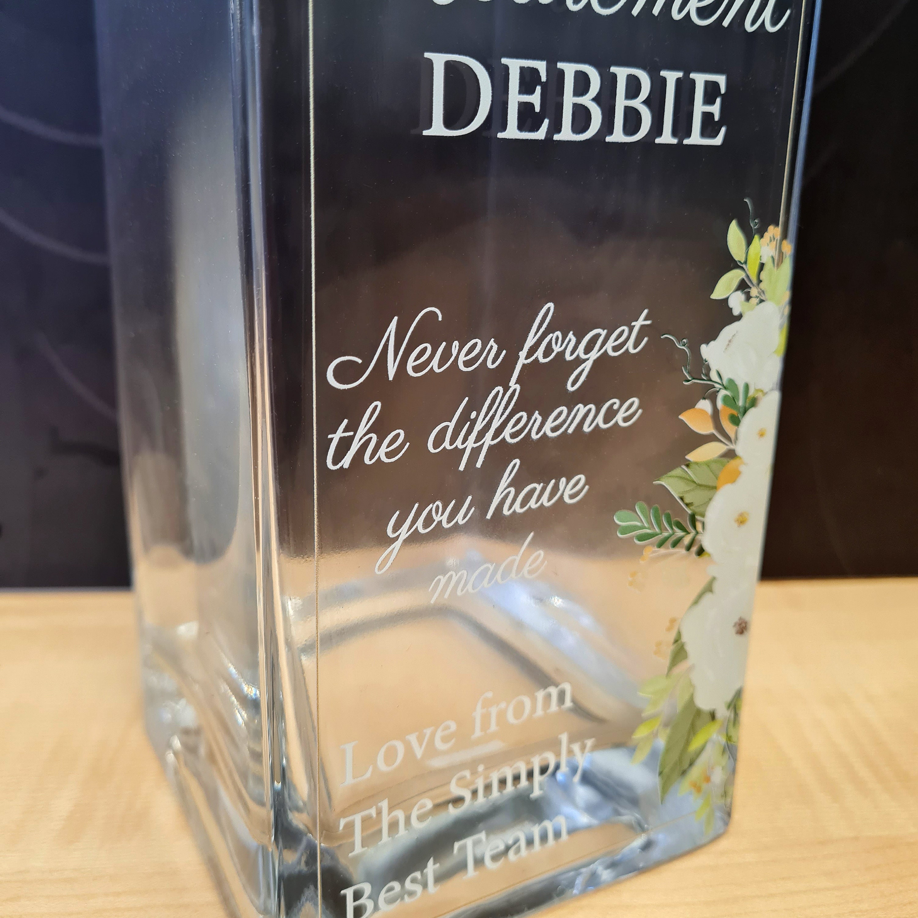 Personalised Retirement Vase Glass Flower Vase Leaving - Etsy UK