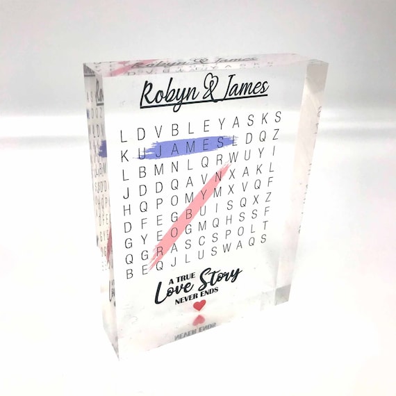 Personalised Name Acrylic Word Search Valentine's Day | Etsy