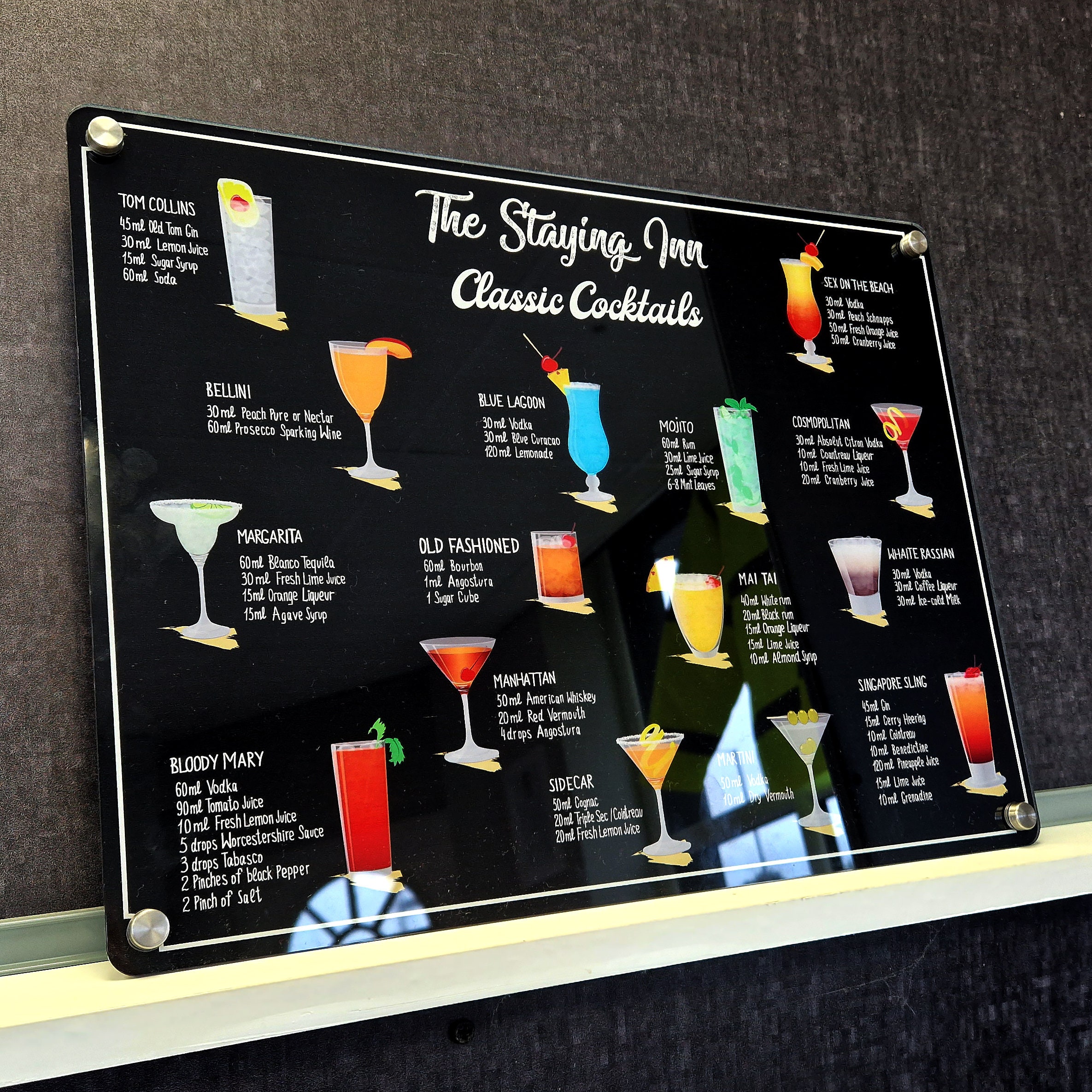 Personalised Cocktail Menu With Studs Home Bar Decor Pub - Etsy
