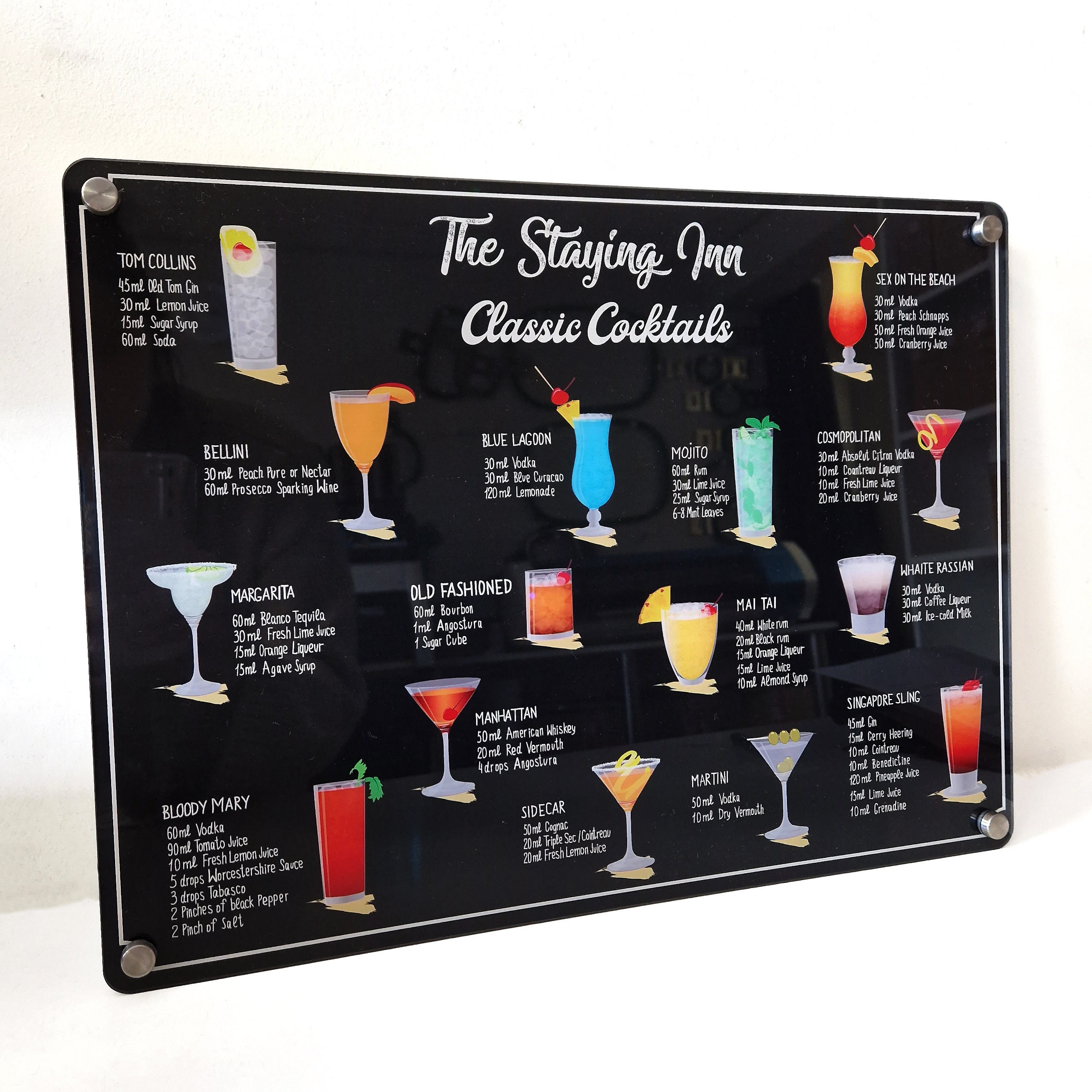 Personalised Cocktail Menu With Studs Home Bar Decor Pub - Etsy UK