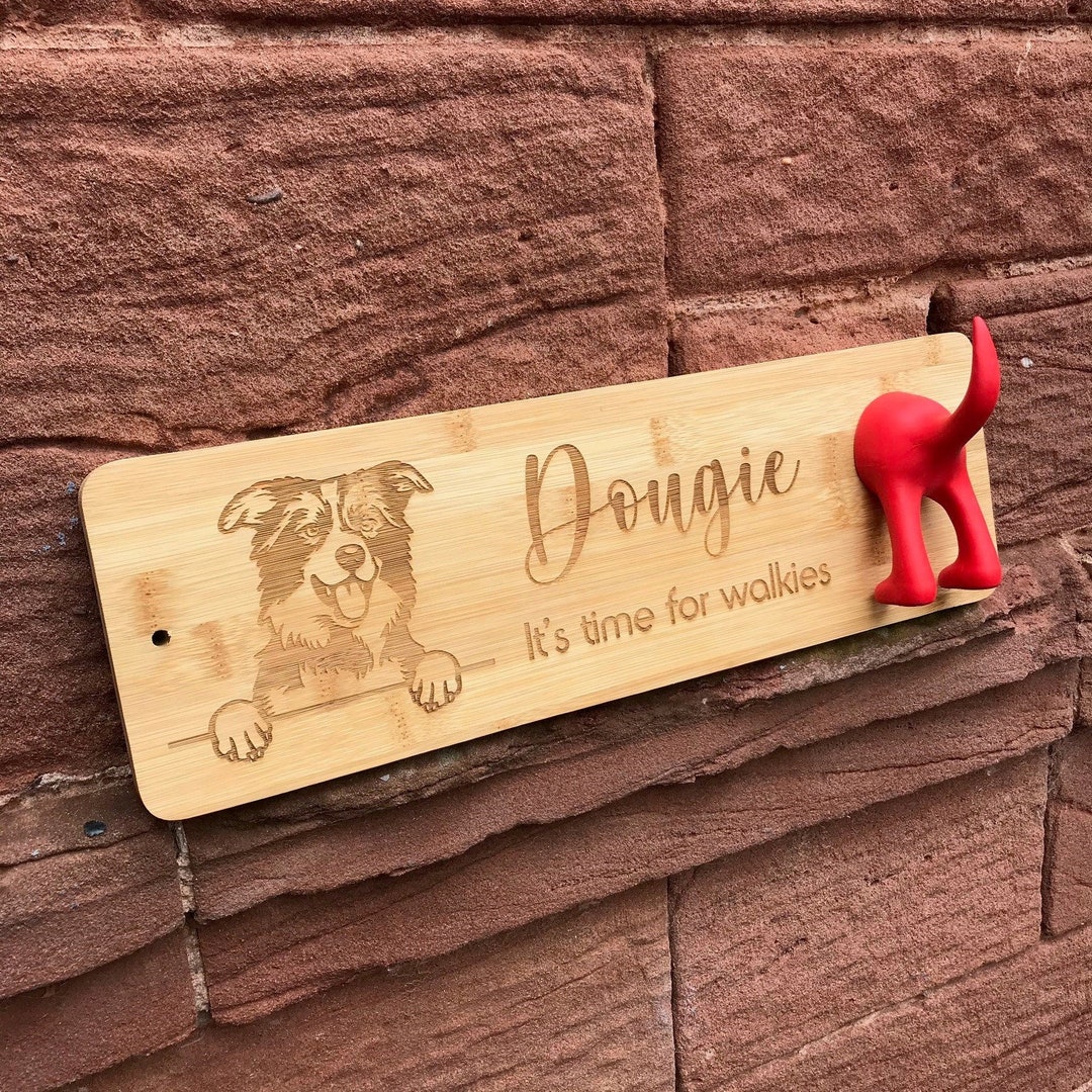 Personalised Dog Lead Hook Engraved Plaque | Dog Leash Hanger / Holder ...