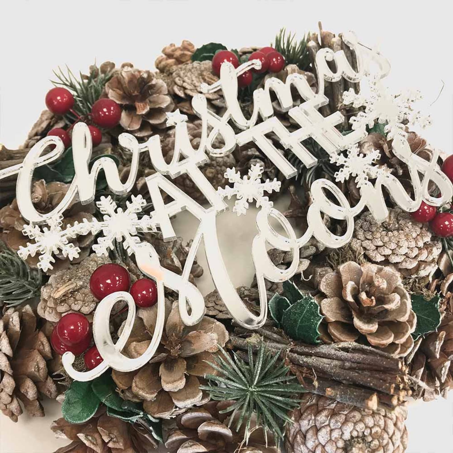 Personalised Christmas Wreath Family Name Door Hanging - Etsy