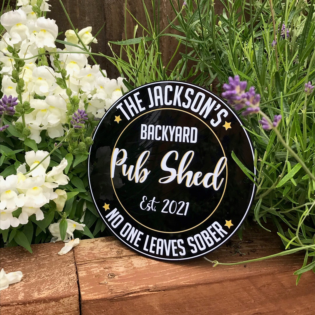 Personalised Circular Pub Shed Sign | Garden, Home Pub, Bar Accessory ...