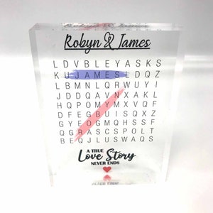 Personalised Name Acrylic Word Search Valentine's Day | Etsy