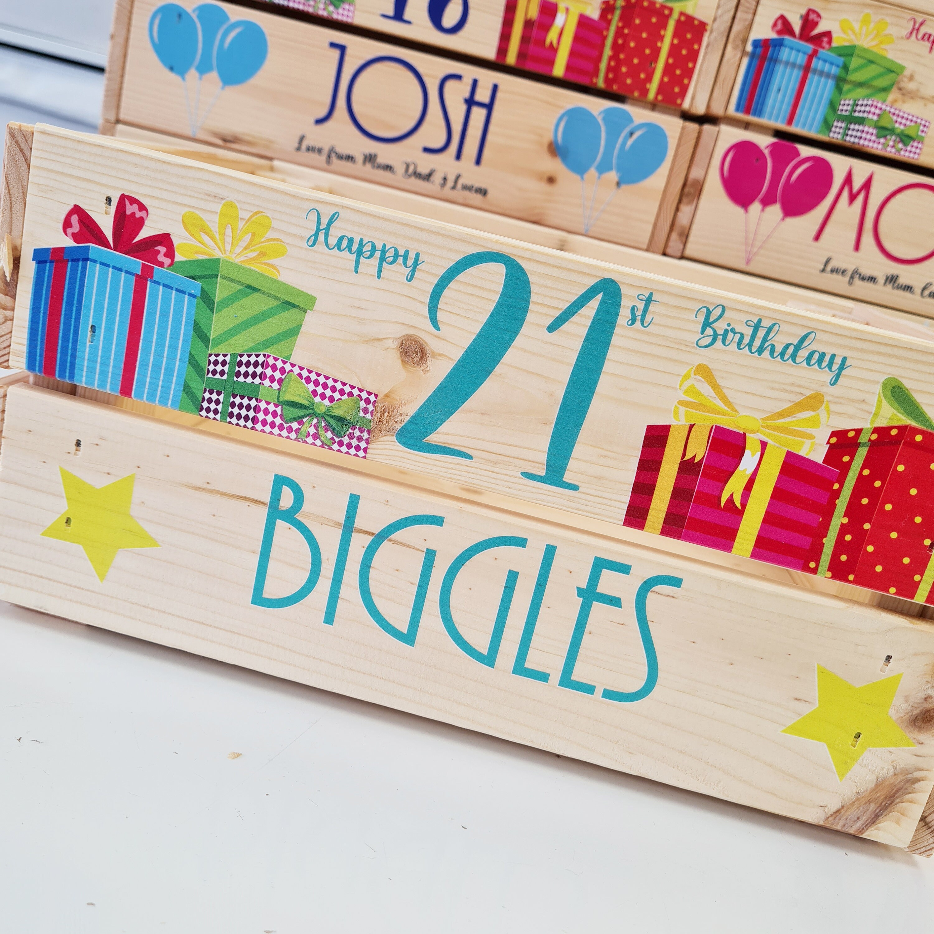 Personalised Birthday Crate, 18th 21st Age Birthday Gift Box, Snack ...