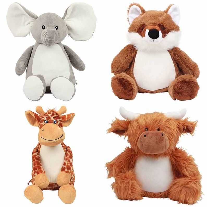 Personalised Stuffed Toy Embroidered Animal Plushies - Etsy
