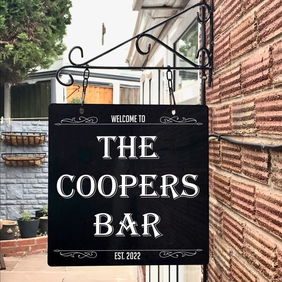 Personalised Vintage Hanging Swing Sign With Bracket Pub - Etsy