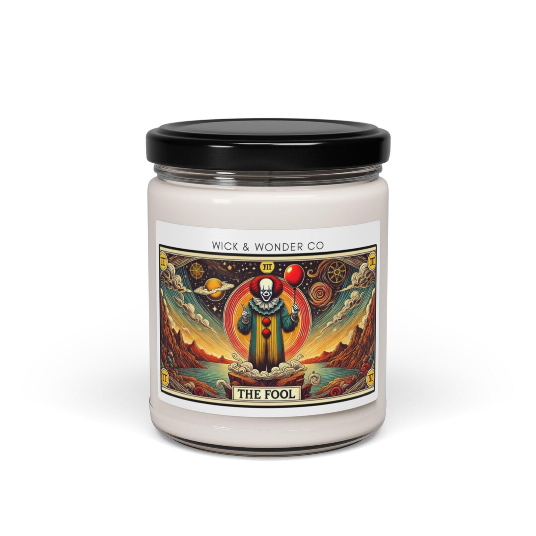 Tarot Card the Fool Clown Halloween Horror Candle 9 Oz Soy Blend Eco ...