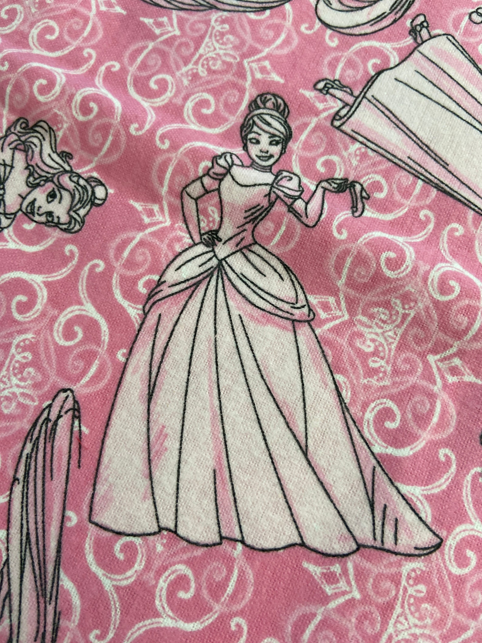 Disney Princess Flannel Fabric Material Pink Belle Ariel Snow | Etsy