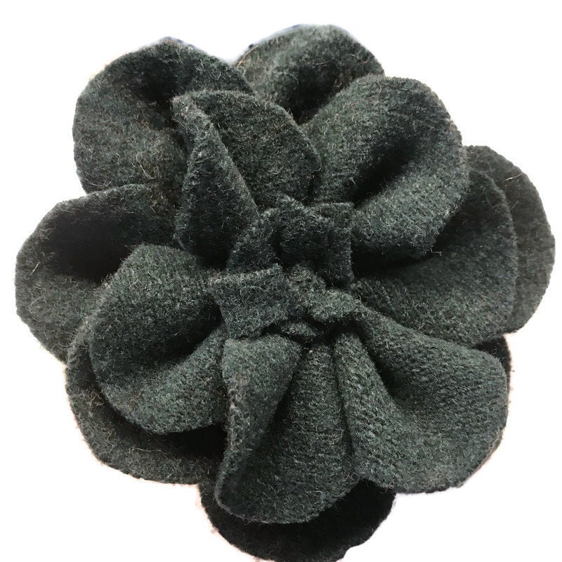 Upcycled Sweater Felted Wool Heather Dark Hunter Green Flower - Etsy
