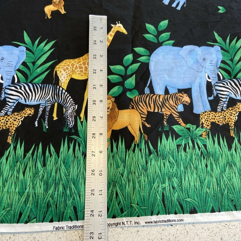 Jungle Safari Zoo Fabric Traditions Material Zebra Lion Elephant ...