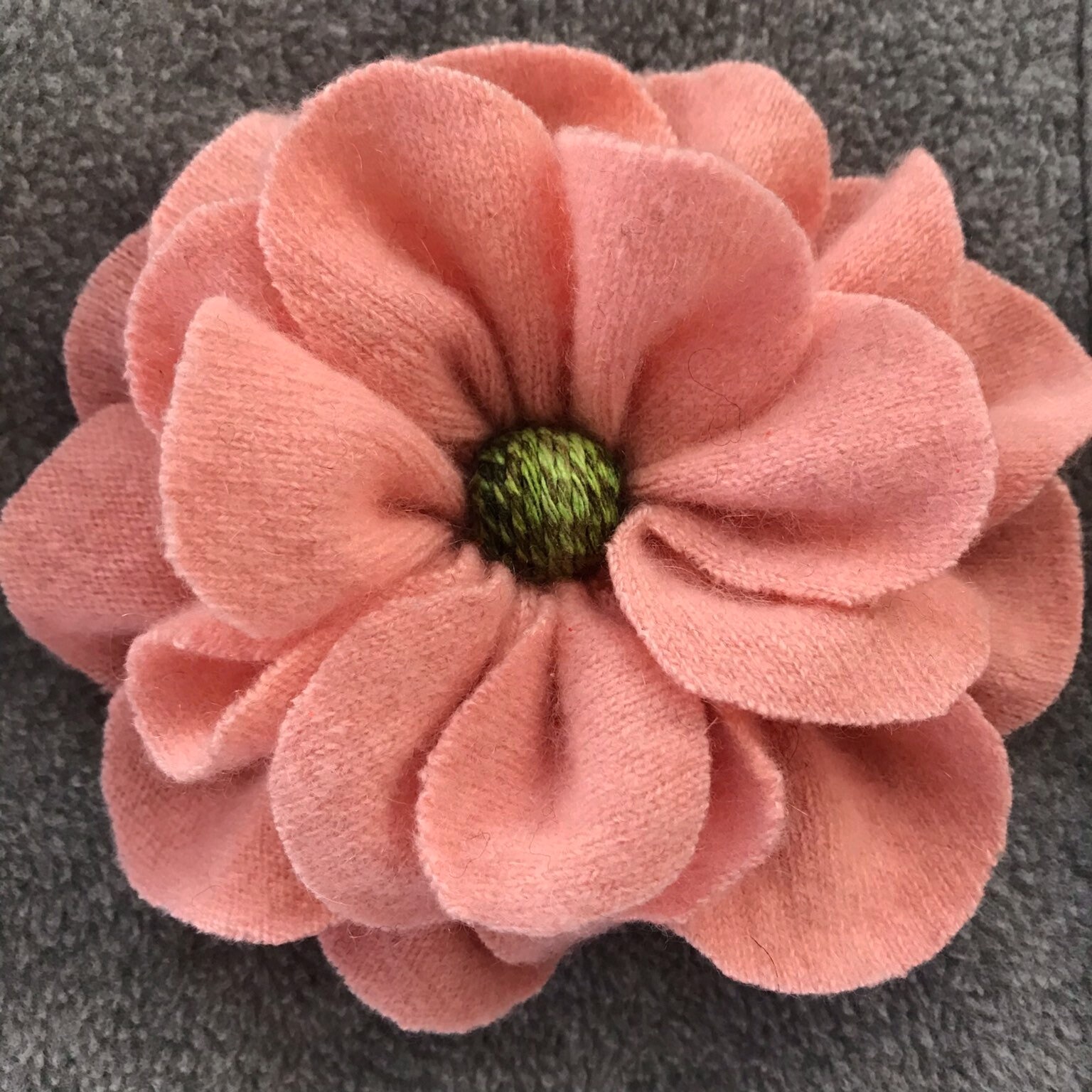 Upcycled Sweater Felted Wool Light Orange Flower Pin Brooch One of A ...