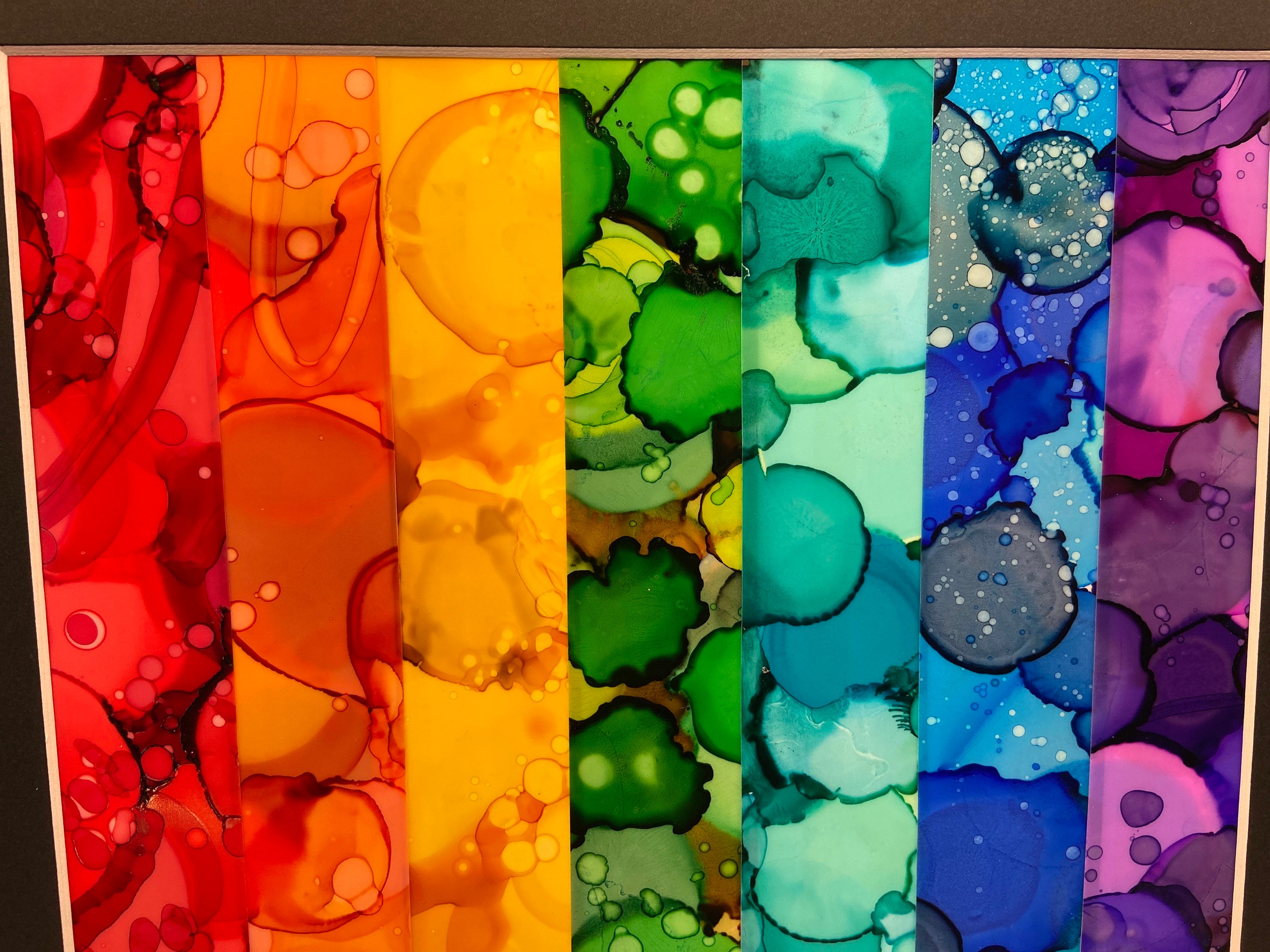 Alcohol Ink Strip Rainbow Colors Matted Ready to Frame Wall - Etsy
