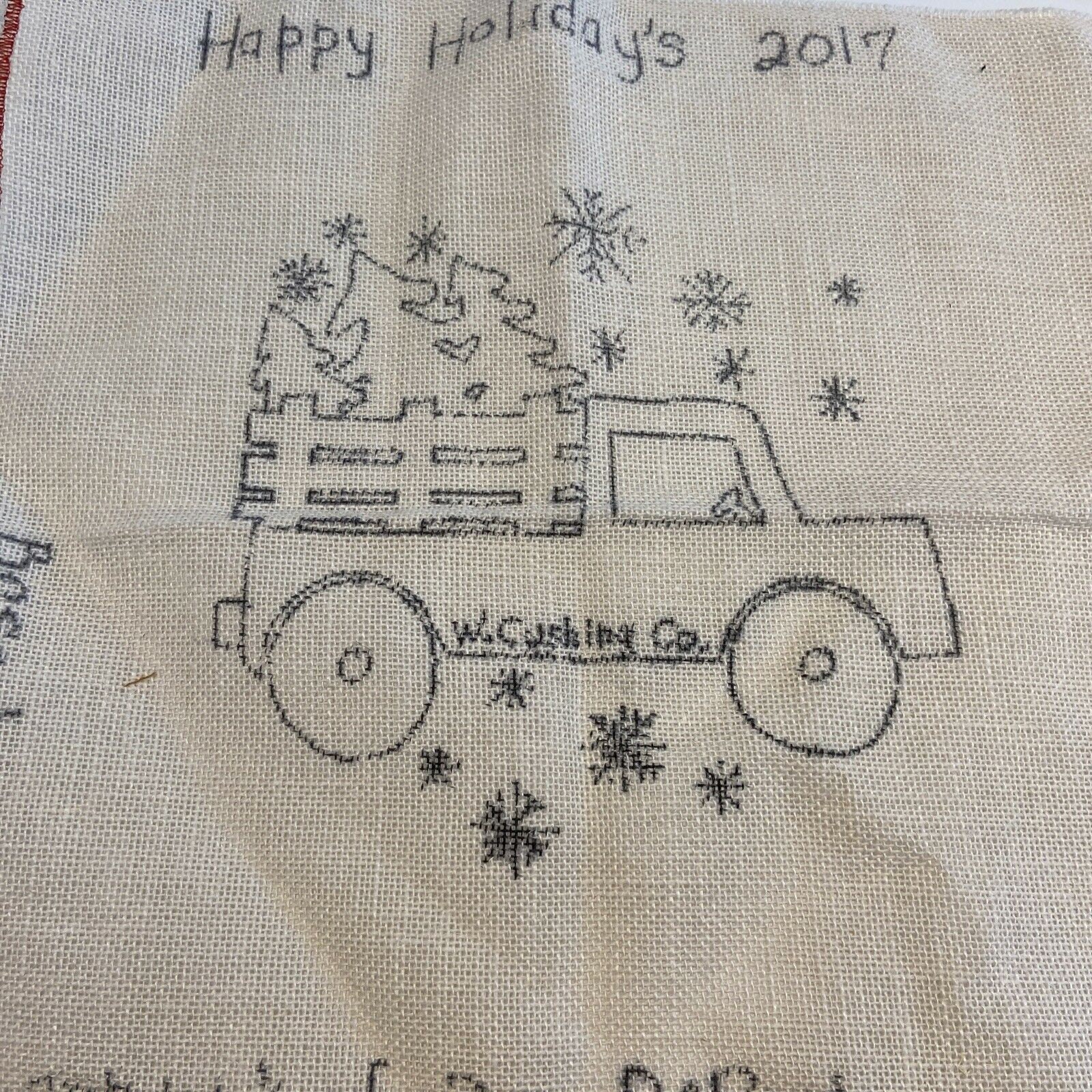Rug Hooking Pattern Linen Old Fashioned Truck Christmas Tree Snowflake ...