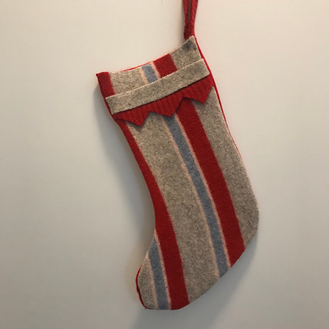 Felted Wool Christmas Stocking Upcycled Sweater Handmade GI - Etsy