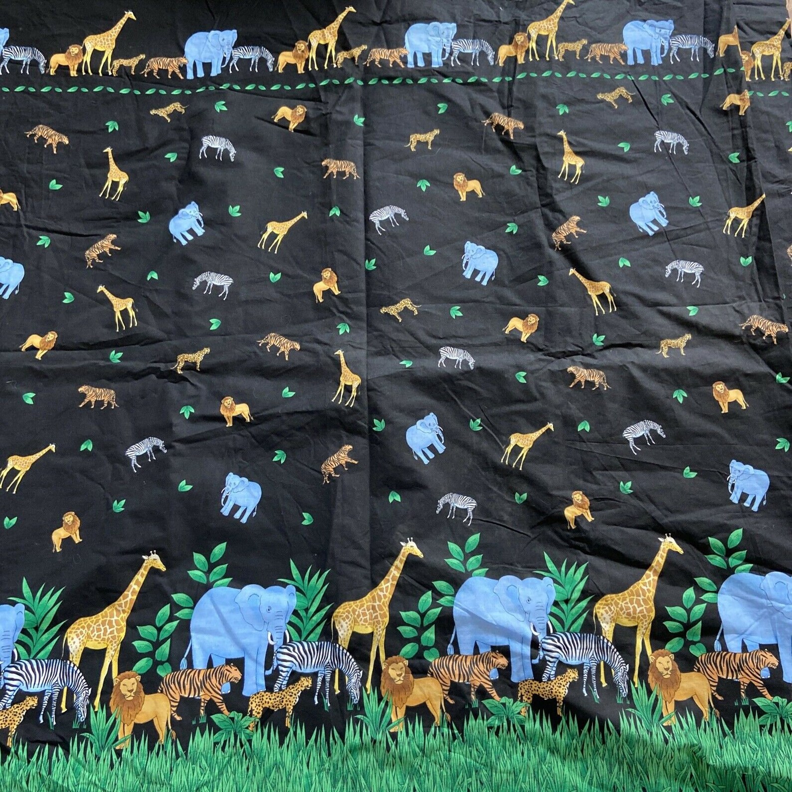 Jungle Safari Zoo Fabric Traditions Material Zebra Lion Elephant ...
