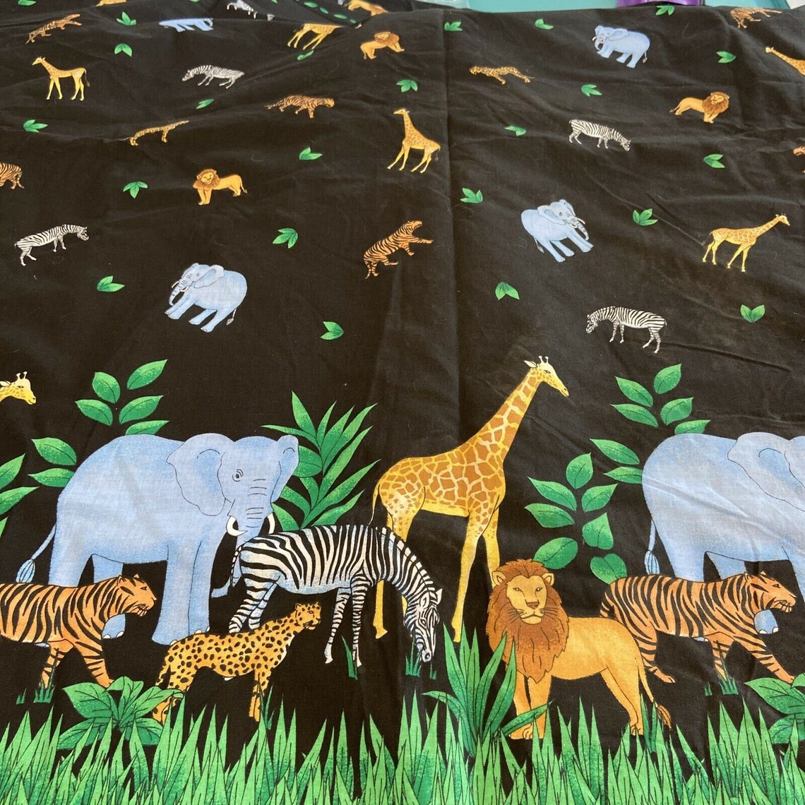 Jungle Safari Zoo Fabric Traditions Material Zebra Lion Elephant ...