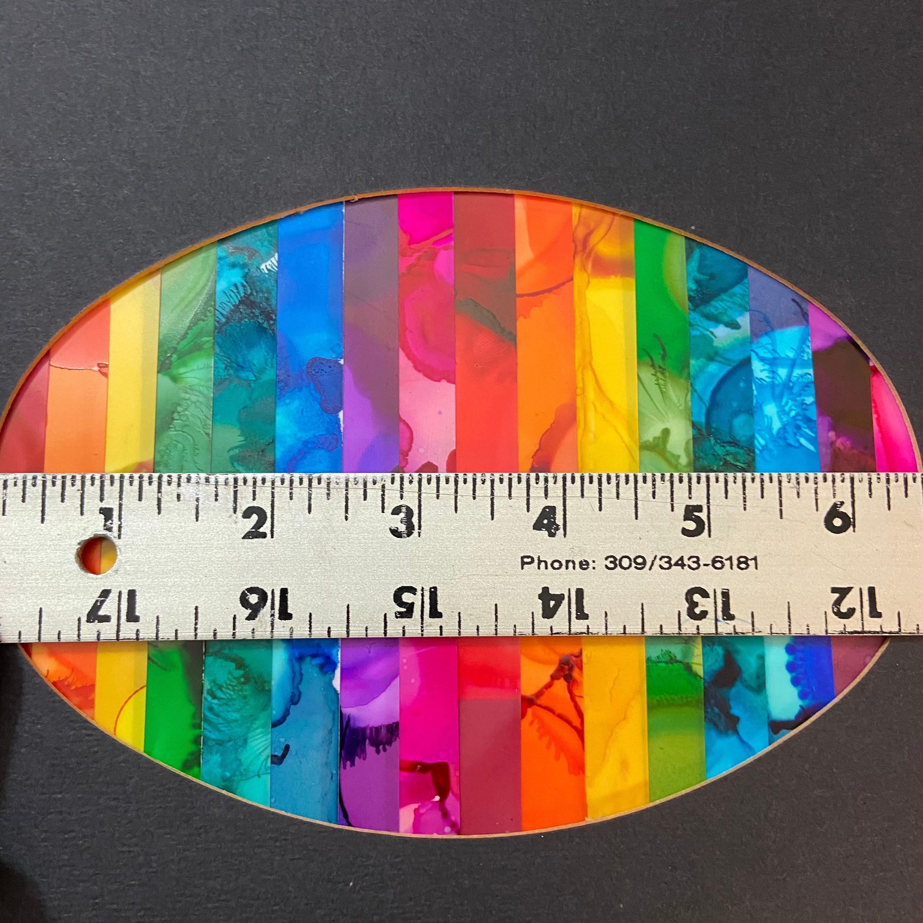 Alcohol Ink Oval Strip Rainbow Colors Matted Ready to Frame | Etsy