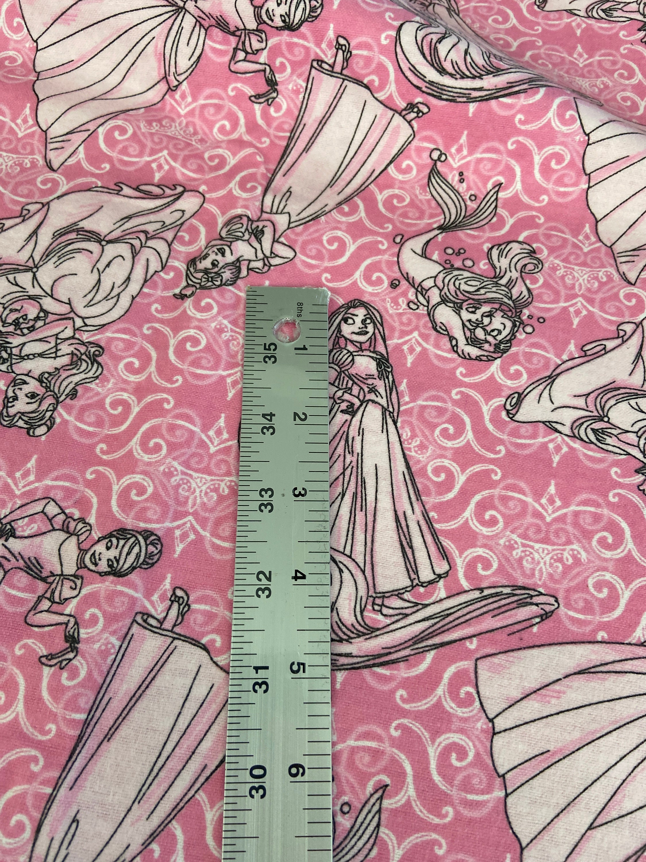 Disney Princess Flannel Fabric Material Pink Belle Ariel Snow | Etsy