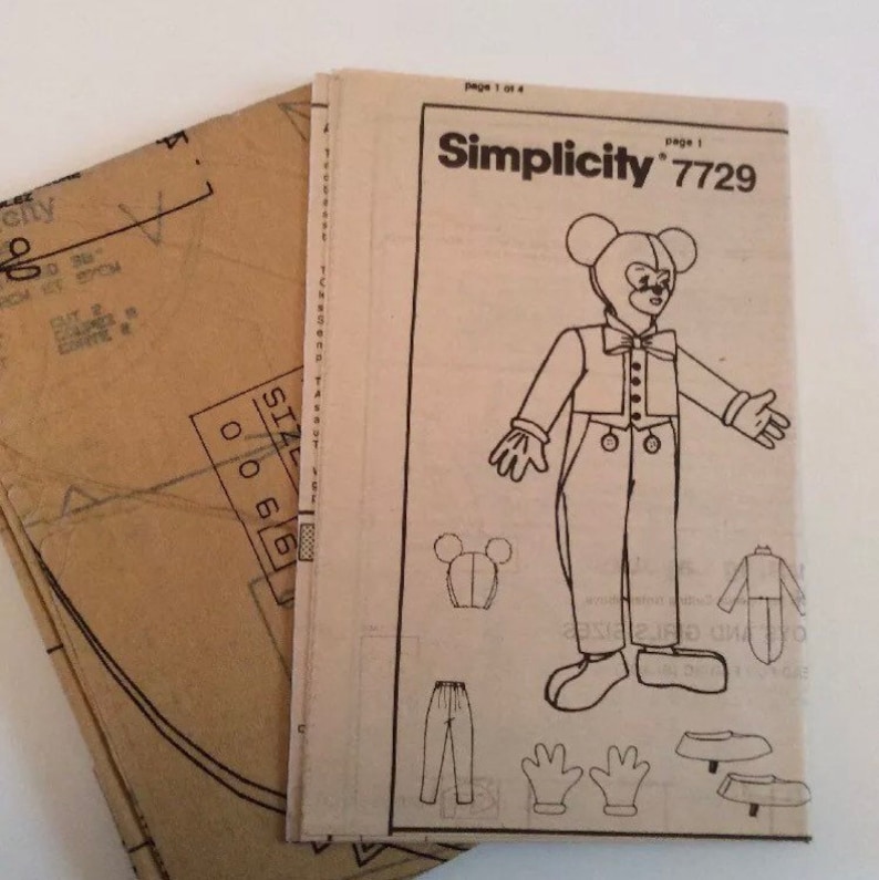 Mickey Mouse Costume Simplicity Sewing Pattern Adult Medium FF - Etsy