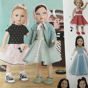 18 Doll Simplicity Sewing Pattern 8072 Vtg Inspired 50's Clothes Elaine ...