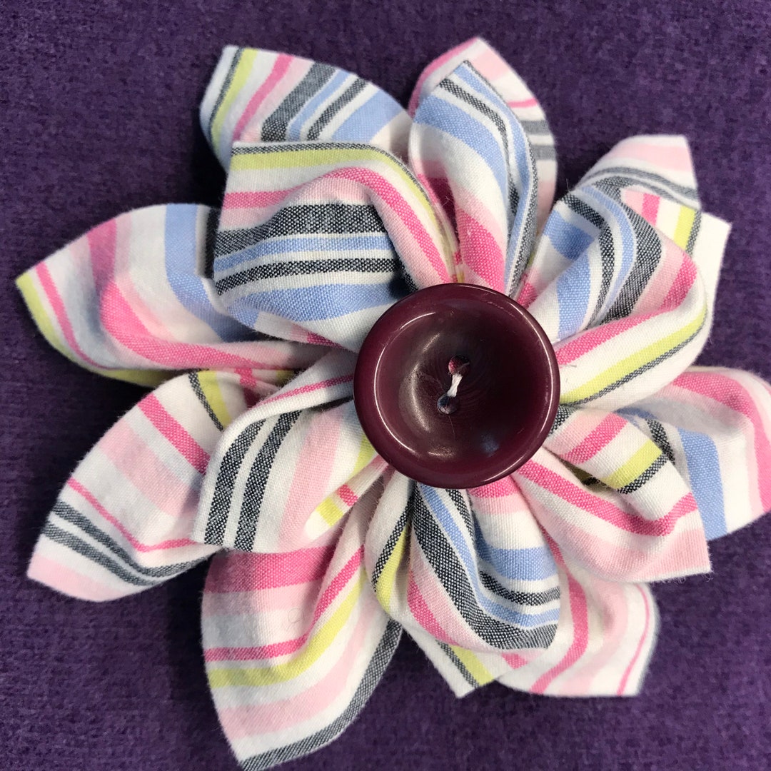 Handmade Upcycled Shirt Flower Pin Brooch Clip One of a Kind GI - Etsy