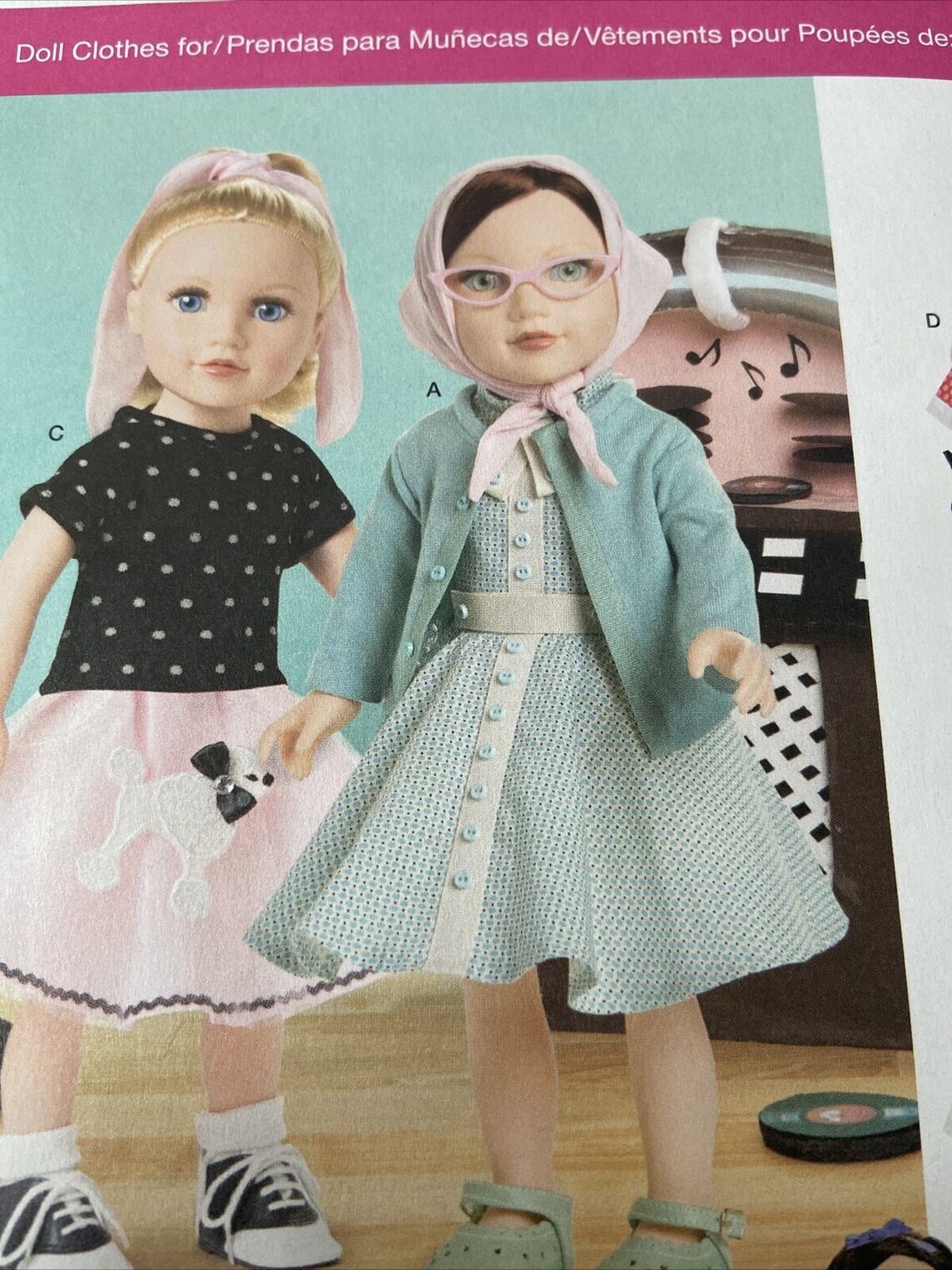 18 Doll Simplicity Sewing Pattern 8072 Vtg Inspired 50's Clothes Elaine ...