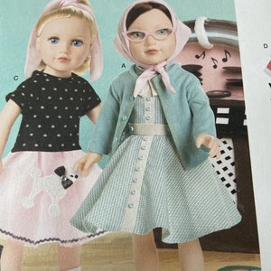 18 Doll Simplicity Sewing Pattern 8072 Vtg Inspired 50's Clothes Elaine ...