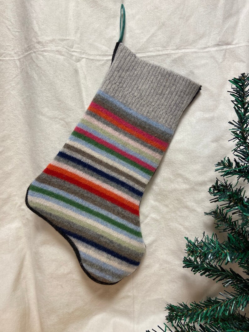 Felted Wool Christmas Stocking Upcycled Reclaimed Sweater Handmade ...